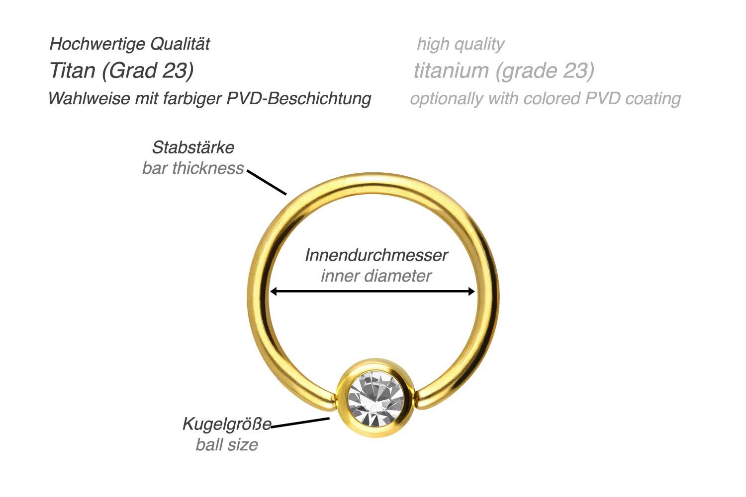 Titanium ball closure ring CRYSTAL | PIERCINGLINE
